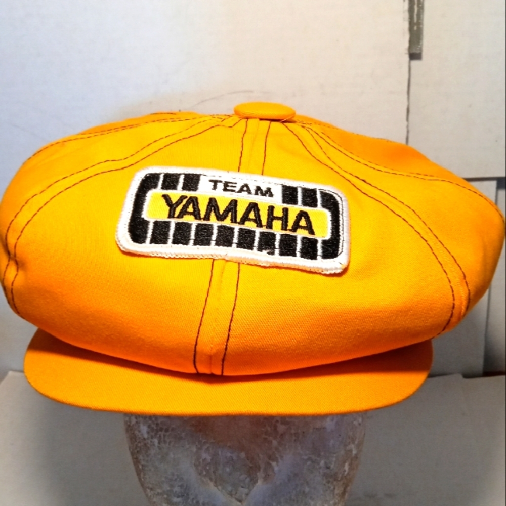 Vintage 1970's Team Yamaha Patch Newsboy Hat Cap- A++… - Gem